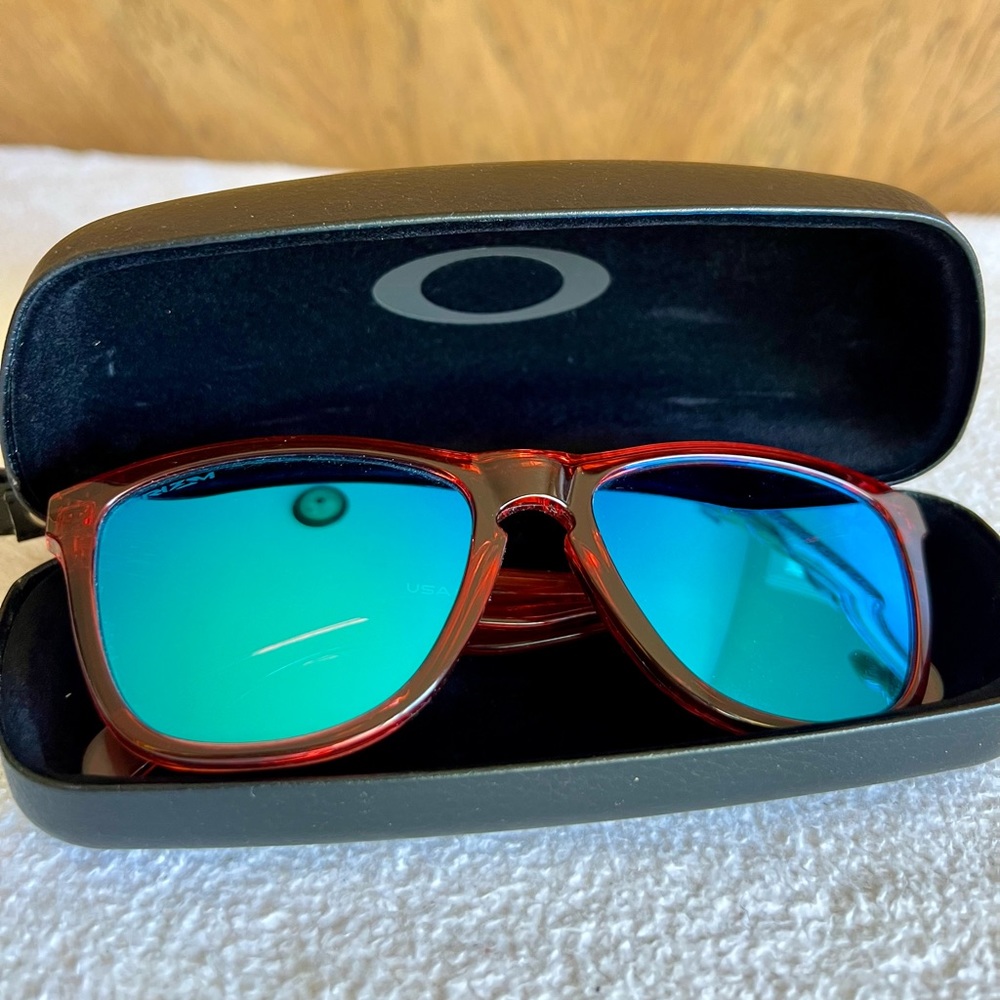 Oakley Frogskin Prizm Mirror Lens Red Frame Sunglasses - Gem